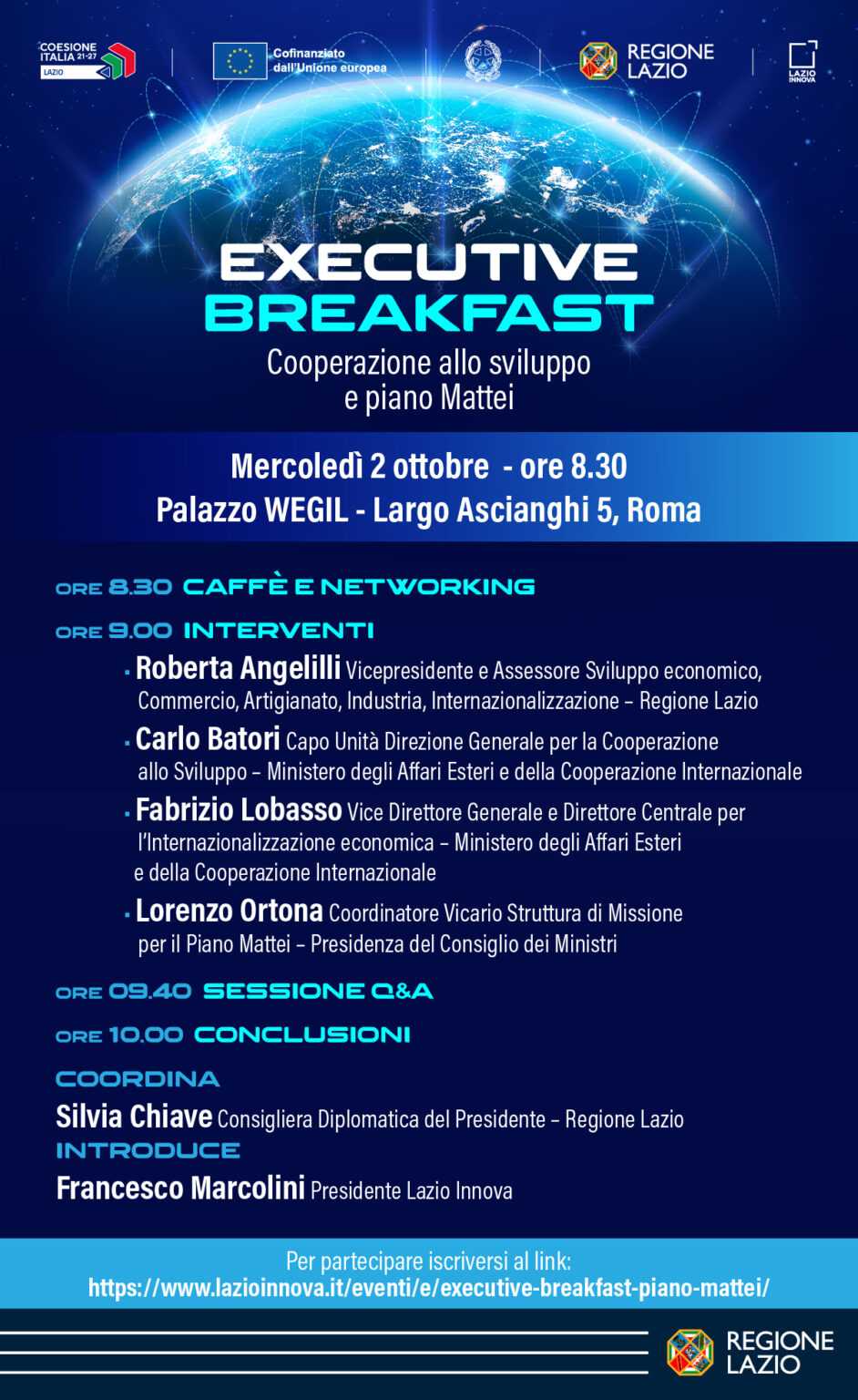 Executive breakfast: Cooperazione allo sviluppo e Piano Mattei ...
